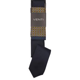 Venti Herren Krawatte "Venti Set aus Krawatte und Einstecktuch gemustert", blau, 100% Seide, Krawatten