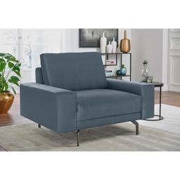 Creation BY ROLF BENZ Sessel &raquo;CR.450, Designsessel, Loungesessel&laquo; Armlehne breit niedrig, Alugussf&uuml;&szlig;e in umbragrau, Breite 120 cm blau NaturLEDER 