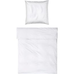 M&ouml;ve Bettw&auml;sche &raquo; Noblesse Bettw&auml;sche Set&laquo; 2 Stk. mit eleganten Biesen grau Satin, Obermaterial: 100% Baumwolle B/L: 135cm x 200cm, Satin, B/L: 80cm x 80cm