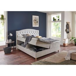 Home Affaire Boxbett &raquo;Piemont&laquo; mit Bettkasten und Topper grau Struktur (100% Polyester) Mit Bettkasten, Liegefl&auml;che B/L: 180cm x 200cm Betth&ouml;he: 63cm,