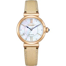 Citizen Damen Solaruhr Armbanduhr, Damenuhr, Lederarmband, Saphirglas gold Einheitsgr&ouml;&szlig;e