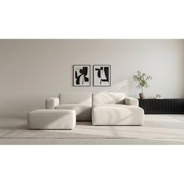 Inosign Ecksofa &raquo;Koa,228cm, L-Form, Modulsofa, Webstoff, Cord, Struktur, Chenille&laquo; Designsofa, Set, Hocker inklusive, weicher Lounge-Sitzkomfort wei&szlig; 