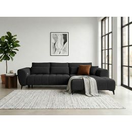 Ecksofa WERK2, B:287cm H:64cm T:220cm, schwarz, 100% Polyester, Wohnzimmer, Sofas, "Garay, XXL-Liegefl&auml;che: elektrisch ausziehbar auf ca. 228&times;126