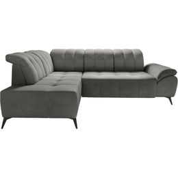 Home Affaire Ecksofa &raquo;Lazio modern und bequem, schmale Armlehnen, tolle Detailverarbeitung&laquo; grau 100% Polyester B/H/T: 272cm, Microfaser, Ottomane 