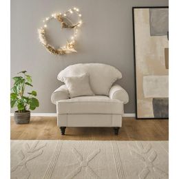 OTTO home Sessel &raquo;Westminster mit hochwertigem Microfaserbezug, in 5 Farben verf&uuml;gbar&laquo; Federkern-Polsterung, gedrechselter Fu&szlig;, inkl. Zierkissen beige