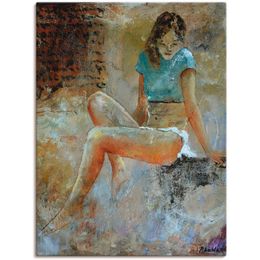 Artland Leinwandbild &raquo;Junges M&auml;dchen&laquo; Frau 1 Stk. tlg. auf Holzrahmen gespannt braun Leinwand B/H/T: 60cm x 80cm, Leinwandbild Frau Hochformat, 1 Stk.