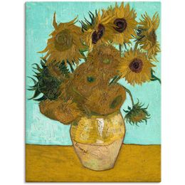 Artland Leinwandbild &raquo;Vase mit Sonnenblumen. 1888&laquo; Blumen 1 Stk. tlg. auf Holzrahmen gespannt gelb Leinwand B/H/T: 60cm x 80cm, Leinwandbild Blumen Hochformat