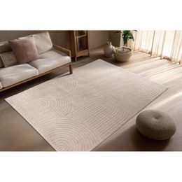 Kayoom Teppich &raquo;Bandito 325&laquo; rechteckig 11 mm H&ouml;he modernes Design, Kurzflor, Wohnzimmer beige Polyester B : 80cm 1 Stk., 11mm, L: 150cm