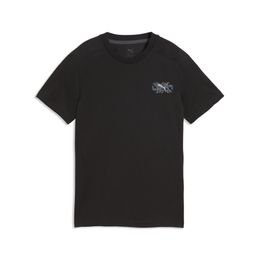 Puma Kinder T-Shirt "Active Sports Graphic T-Shirt Jungen", schwarz, Gr. 176, bedruckt, Obermaterial: 31% Polyester, 69% Baumwolle. Rippe: 70%