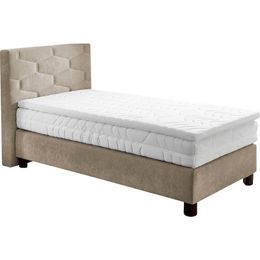 Westfalia Schlafkomfort Boxspringbett wahlweise mit Topper beige Bezug: 100% Polyester Microvelours Ohne Topper, Liegefl&auml;che B/L: 90cm x 200cm, Gewicht bis: 100 kg H3, 7-