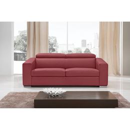 Egoitaliano Schlafsofa &raquo;Cabiria, Design und super Sitz- und Liegekomfort&laquo; Sofa inkl. Schlaffunktion, Kopfteile verstellbar, mit Metallf&uuml;&szlig;en rot Leder &raquo;BULL&laquo; (