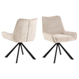 ACTONA GROUP Esszimmerstuhl &raquo;Eddie&laquo; (Set) Esszimmerstuhl, Juto beige, 4 Stern Gestell,mit drehfunktion, 2 Stk schwarz Stoff B/H/T: 59cm x 81cm x 56cm