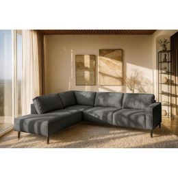 OTTO home Ecksofa &raquo;Fumone, Lederoptik oder Soft-Touch Chenille&laquo; Breite 260, mit schwarzen Massivholzf&uuml;&szlig;en schwarz 90% PES; 10% NY B/H/T: 260cm x 83cm 