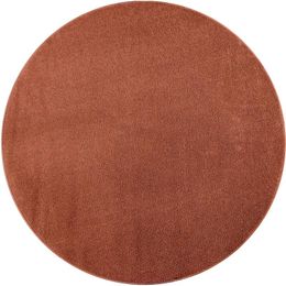 Paco Home Teppich &raquo;Porto 890&laquo; rund 13 mm H&ouml;he Kurzflor, Uni-Farben, ideal im Wohnzimmer & Schlafzimmer rosa Polypropylen &Oslash; 120cm 1 Stk., 13mm, &Oslash; 120cm