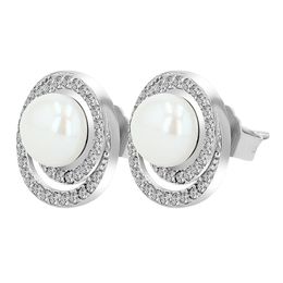 Adelia&acute;s ADELIA ́S Damen Paar Ohrh&auml;nger "Damen Ohrstecker aus 925 Sterling Silber und Zirkonia - Perle", Damen, Silber 925 (Sterlingsilber), wei&szlig;, Silber 925