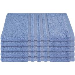 Schiesser Gaestehandtuecher &raquo;Milano aus 100% Baumwolle mit eleganter Bord&uuml;re in Hoch-Tief-Optik&laquo; Made in Green blau Frottier, Frottier B/L: 30cmx50cm, 5 Stk., 