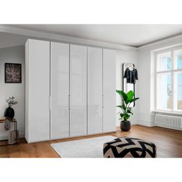 Wiemann Faltt&uuml;renschrank &raquo;Monaco&laquo; mit Glasfront sowie hochwertige Beschl&auml;ge wei&szlig; Floatglas, Holzwerkstoff B/H/T: 246,3cm x 216cm x 58cm, T&uuml;ren: 5 Stk.