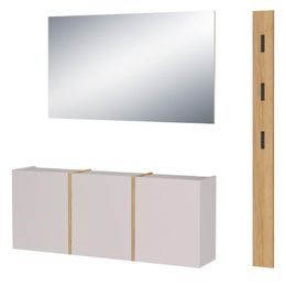 Germania Garderoben-Set &raquo;GW-Libbiano Plus&laquo; 3 Stk. tlg. wei&szlig; Glas, Holzwerkstoff, Metall B/H/T: 168cmcm x 200cmcm x 29cmcm, 3 tlg.
