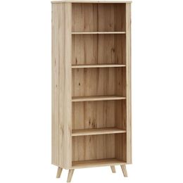 FORTE Wandregal &raquo;Vankka Regal breit&laquo; B/H/T 84,7/201,5/41,7 cm, breites Regal, Holzf&uuml;&szlig;e, 5 offene F&auml;cher, Einlegeb&ouml;den variabel Holzwerkstoff B/H/T: 