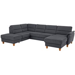 Wohnlandschaft Home Affaire, B:308cm H:89cm T:212cm, grau, 100% Polyester;Struktur (100% Polyester);Luxus-Microfaser in Lederoptik (100% Polyester),