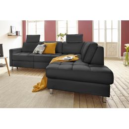 Sit & More Ecksofa SIT & MORE, B:233cm H:80cm T:196cm, schwarz, Luxus-Microfaser ALTARA NUBUCK (100% Polyester) / Struktur fein (100%