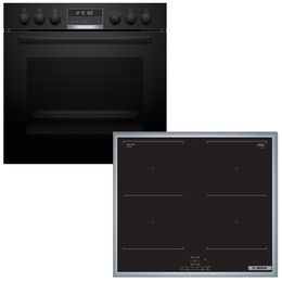 Bosch Induktions Herd-Set "HND677LS67", schwarz, Herdsets, Backwagen mit ausziehbarer T&uuml;r f&uuml;r bequemes Kochen & Backen