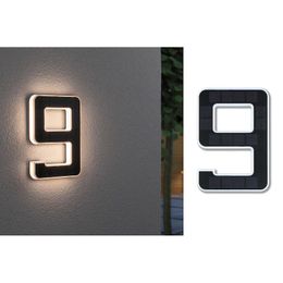 Paulmann LED Au&szlig;en-Wandleuchte &raquo;Solar Hausnummer&laquo; LED-Modul 1 Stk. Warmwei&szlig; LED-Modul, Hausnummern, Buchstaben w&auml;hlbar, Akku wechselbar schwarz 1, H: 23cm, 1 