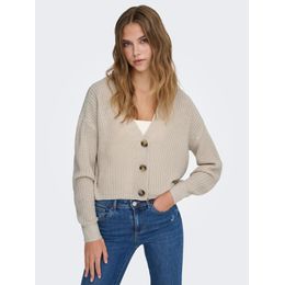 Only Damen Strickjacke "ONLCAROL NICE L/S CARDIGAN KNT NOOS", grau, Gr. L, unifarben, Strick, Obermaterial: 100% Polyacryl, Strickjacken, Kunstfaser,