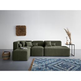 Home Affaire Ecksofa &raquo;Sundstrup L-Form&laquo; Modulserie, individuelle Zusammenstellung gr&uuml;n 100% Polyester B/H/T: 303cm x 76,5cm x 93cm, Samtoptik, 