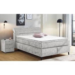 Jockenh&ouml;fer Boxspringbett &raquo;Diva, inkl. 7-Zonen-TTFK-Matratze&laquo; Kopfteil h&ouml;henverstellbar, KS-Topper grau Bezug Bett: Chenille (100% Polyester);Topper und 