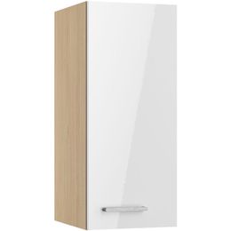 KOCHSTATION H&auml;ngeschrank &raquo;KS-Lucy&laquo; Breite 30 cm, mit 1 T&uuml;r, 2 Einlegeb&ouml;den, Soft-Close wei&szlig; Eiche hell, B/H/T: 30cm x 70,4cm x 34,6cm, T&uuml;ren: 1 Stk.