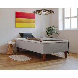Home Affaire Boxspringbett &raquo;Osterberg&laquo; mit Taschen-Federkernunterbox grau 100% Polyester Struktur 90x200, Liegefl&auml;che B/L: 90cm x 200cm Betth&ouml;he: 56cm