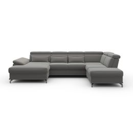 Sit & More Wohnlandschaft SIT & MORE, B:359cm H:87cm T:230cm, grau, 100% Polyester, Sofas, "Cabrio U-Form, B: 359 cm, mit Sitztiefen-, Arm- &
