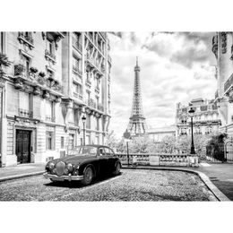papermoon Fototapete &raquo;Paris Schwarz & Wei&szlig;&laquo; schwarz Vlies B/L: 4m x 2,6m, Bahnen: 8 Stk.