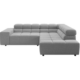 Ecksofa Home Affaire, B:249cm H:70cm T:215cm, grau, 100% Polyester, Wohnzimmer, Sofas, "Ancona, Ecksofa, incl. Kopfteilverstellung, Breite 249 cm,