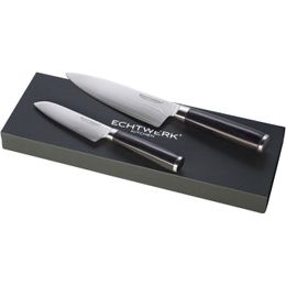 ECHTWERK Santokumesser, Klingenl&auml;nge 20cm, schwarz, Kochmesser, aus Damazenerstahl, Messergriffe Pakka-Holz, Aufbewahrungsbox, 2tlg