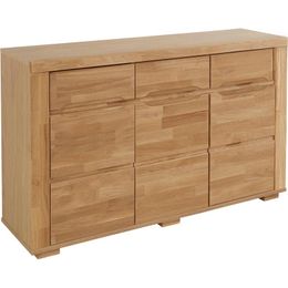 OTTO home Sideboard &raquo;Denis&laquo; Breite 140 cm braun Holzwerkstoff B/H/T: 140cm x 85cm x 40cm, Holzwerkstoff eichefarben (Korpus) / Massivholz Eiche (Front