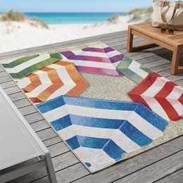 Sansibar Teppich &raquo;Rantum Beach SA-019&laquo; rechteckig 5 mm H&ouml;he Flachgewebe, modernes Design, Sonnenschirme, In- und Outdoor geeignet bunt Polypropylen B : 190cm 1
