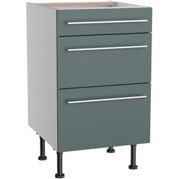 KOCHSTATION Unterschrank &raquo;KS-Bern2&laquo; Breite 50 cm, 1 Schubkasten, 2 Ausz&uuml;ge gr&uuml;n Holzwerkstoff B/H/T: 50cm x 87cm x 58,4cm, Schubladen: 3 Stk.