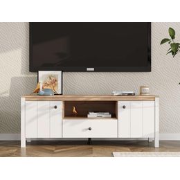 Lowboard Home Affaire, B:143cm H:53,5cm T:40cm, wei&szlig;, MDF, Metall, Spanplatte, Wohnzimmer, Sideboards, "BEDFORD, TV-Board, TV-Kommode, TV-Schrank,