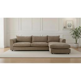 LeGer Home by Lena Gercke Ecksofa &raquo;Avelina&laquo; Breite 297 cm, in Cord- und Chenille- Stoff, R&uuml;ckenkissen mit Federn grau 100% Polyester B/H/T: 297cm x 