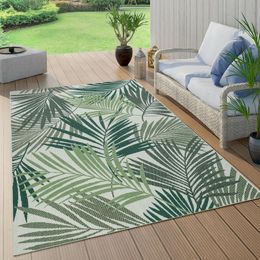 Paco Home Teppich &raquo;Ostende 534&laquo; rechteckig 4 mm H&ouml;he Flachgewebe, Motiv Palmenbl&auml;tter, In- und Outdoor geeignet, Wohnzimmer gr&uuml;n Polypropylen B : 240cm 1 Stk., 