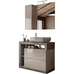 Welltime Badm&ouml;bel-Set &raquo;Hamburg, Badezimmerset 2tlg. Breite 92 cm, Badm&ouml;bel, Waschtisch inkl.&laquo; Spar-Set, 2 Stk. tlg. wei&szlig; B/H/T: 92cmcm x 190cmcm x 