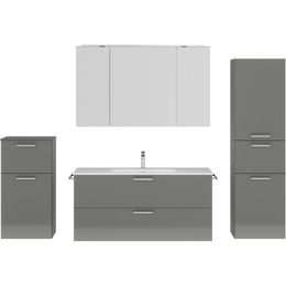 Nobilia Badm&ouml;bel-Set &raquo;Tolvina&laquo; vormontiert, mit Soft-Close, 4 Stk. tlg. grau B/H/T: 230cmcm x 169cmcm x 48,7cmcm, Griffe edelstahlfarbig