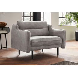 Sessel OTTO HOME, B:99cm H:81cm T:92cm, grau, Struktur weich (100% Polyester);Luxus-Microfaser Lederoptik (100% Polyester);100% NaturLEDER,