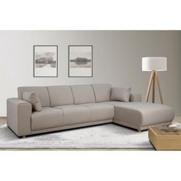 OTTO home Ecksofa &raquo;LEMPS wahlweise Recamiere links oder rechts L-Form&laquo; incl. Zierkissen, Stellma&szlig;e 297x162 cm beige 100% Polyester B/H/T: 297cm x 85cm