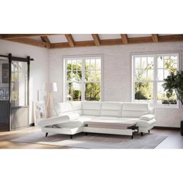 COTTA Ecksofa &raquo;Pike L-Form, B: 266 cm&laquo; optional Schlaffunktion & Bettkasten wei&szlig; GEDECKTES RINDSLEDER B/H/T: 266cm x 90cm x 217cm, Leder PAMPAS, 