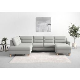 Sit & More sit&more Wohnlandschaft &raquo;Far&ouml; U-Form&laquo; inklusive Federkern, wahlweise mit Schlaffunktion und Bettkasten silber B/H/T: 325cm x 90cm x 187cm, Luxus-