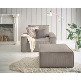 Sessel OTTO HOME, B:120cm H:85cm T:166cm, beige, 100% Polyester, Wohnzimmer, Sessel, "SHERWOOD Cord Sessel-Set", Loveseat und Hocker im Set, passend