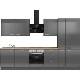 K&uuml;chenzeile Nobilia, B:330,3cm H:216,6cm T:60cm, grau, Komplettk&uuml;chen-Sets, ""Flash II", NEU: individuell anpassbar mit gratis Profi-Beratung",